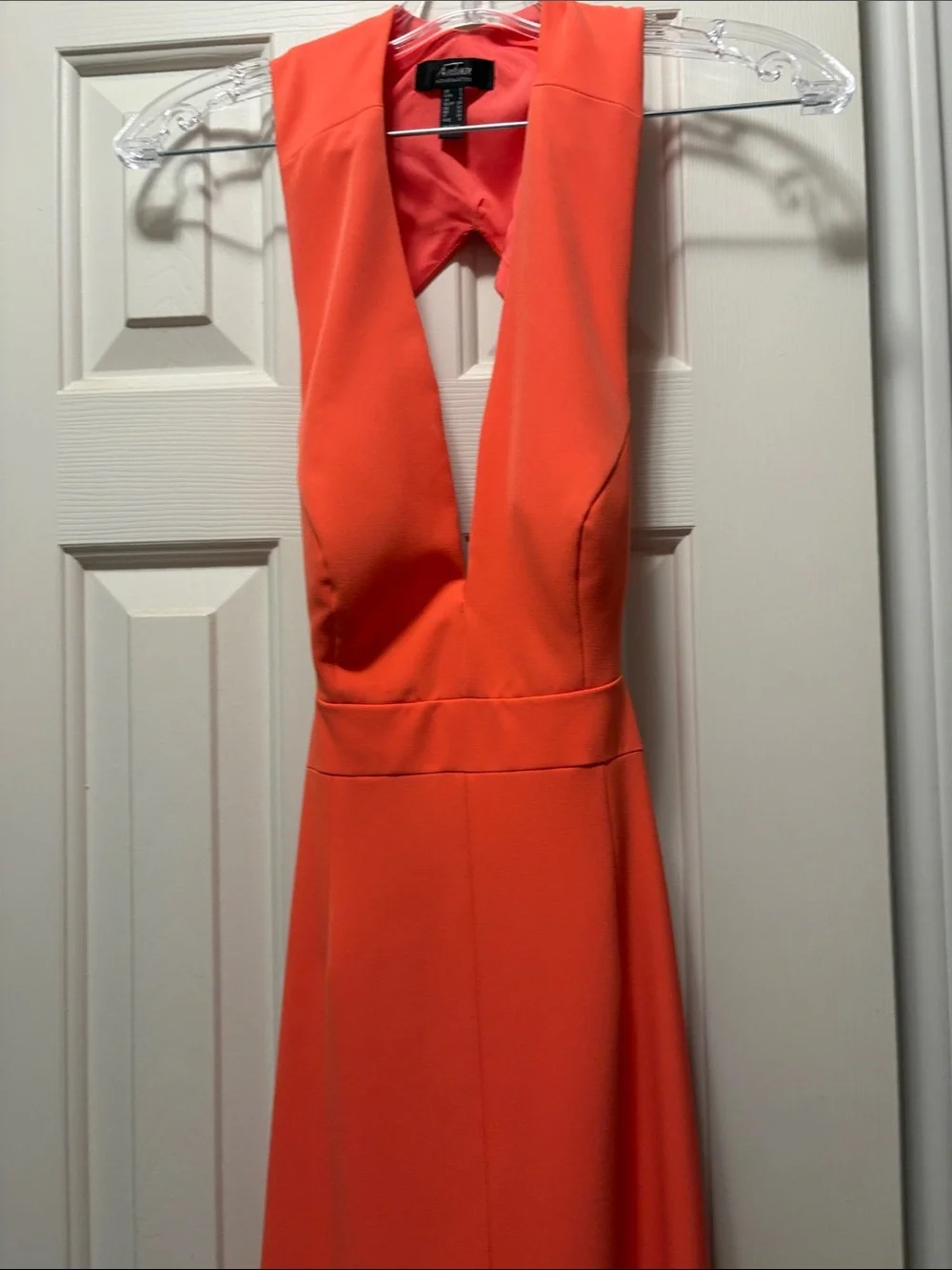 A. Byer | Dresses | A Byer Coralorange Backless Plunge Maxi Dress ...
